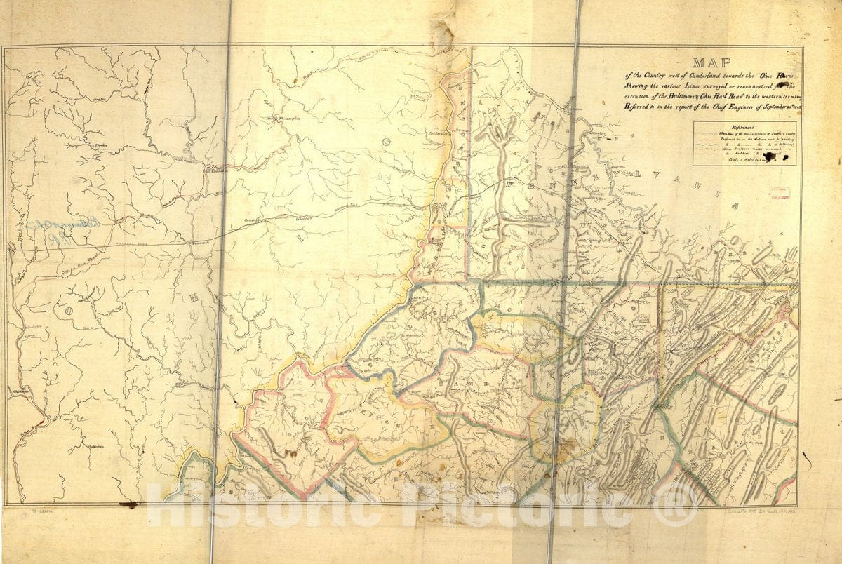 Historic 1843 Map - Map of The County west of Cumberland Towards The O ...