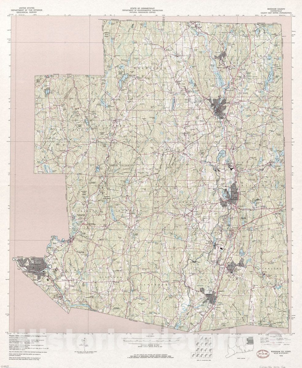 Historic 1980 Map - Windham County, Connecticut – Historic Pictoric
