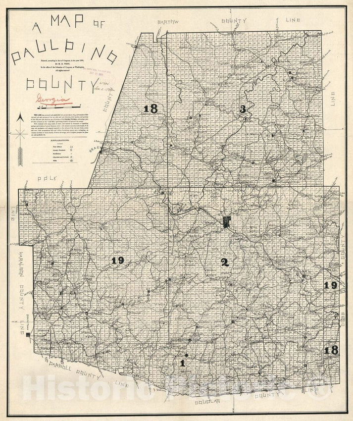 Historic 1896 Map - A map of Paulding County. – Historic Pictoric