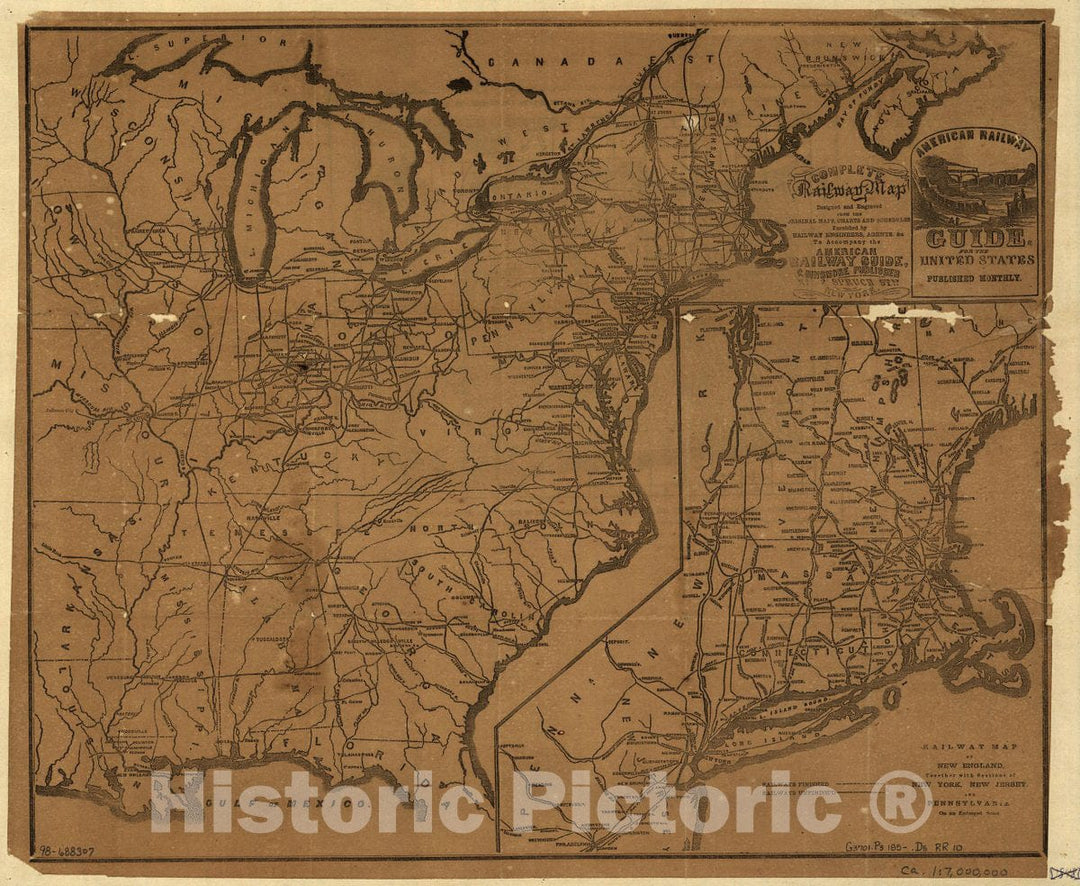 Historic 1850 Map - Complete Railway map Designed and Engraved from Th ...