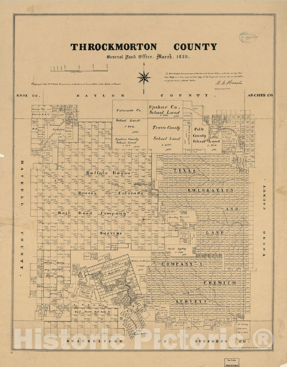 Historic 1880 Map - Throckmorton County. – Historic Pictoric