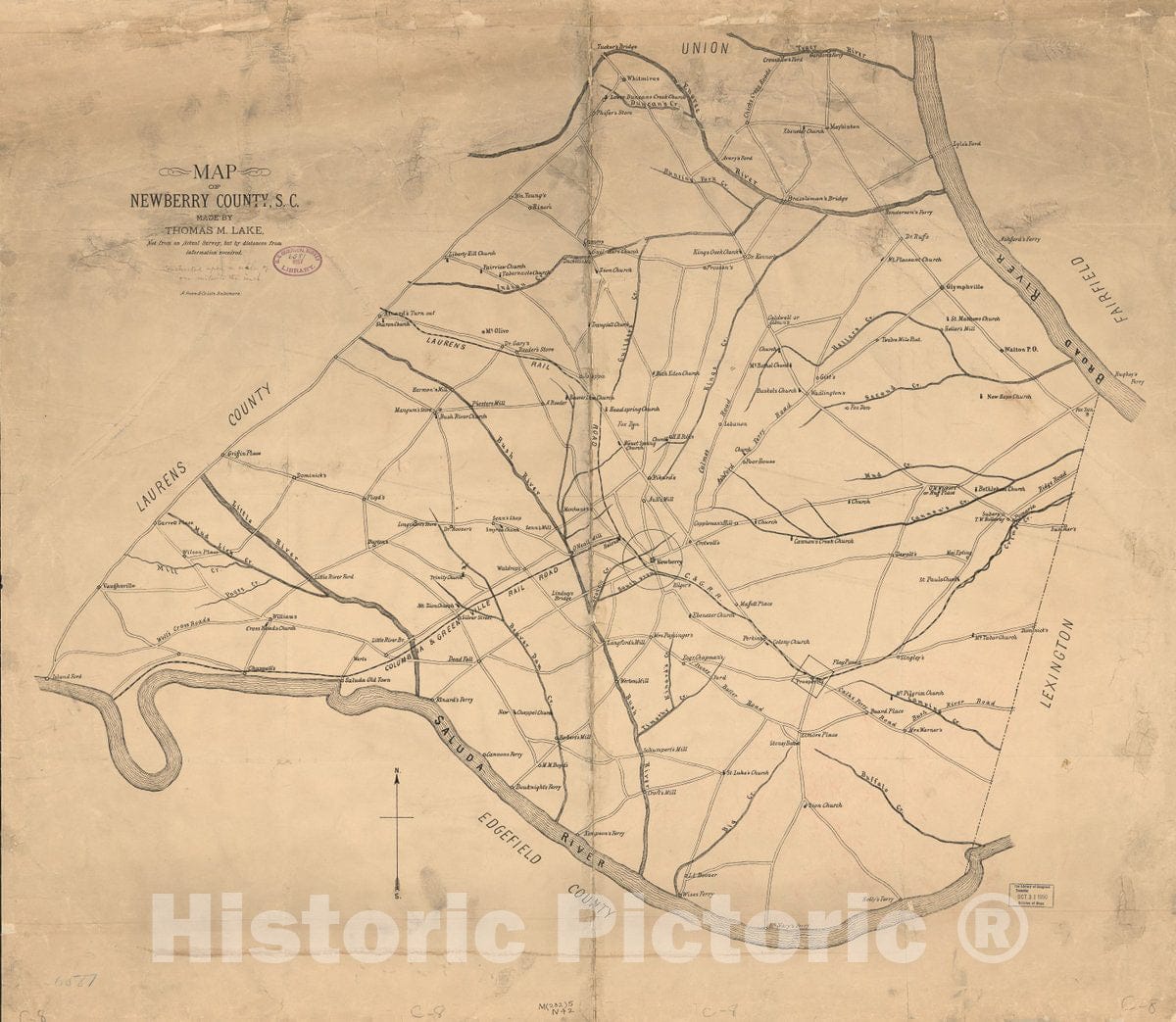 Historic 1887 Map - Map of Newberry County, S.C. – Historic Pictoric