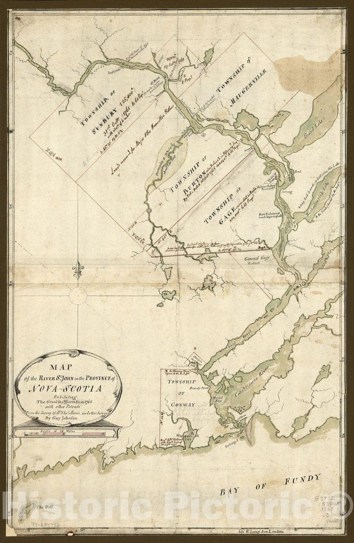 Historic 1765 Map - Map of The River St. John in The Province of Nova ...