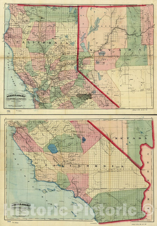 Historic 1874 Map - New Commercial and Topographical Rail Road map & G ...