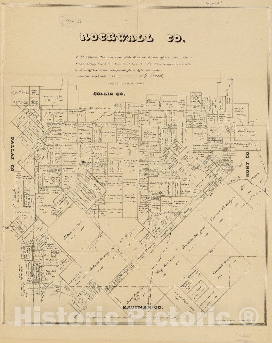 Historic 1880 Map - Rockwall Co. Texas – Historic Pictoric