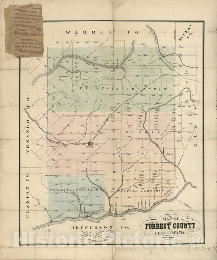 Historic 1858 Map - Map of Forest County, Pennsylvania. – Historic Pictoric