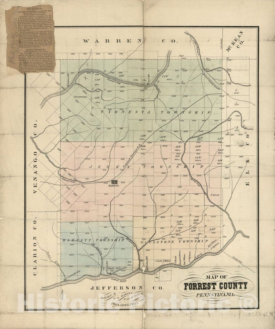 Historic 1858 Map - Map of Forest County, Pennsylvania. – Historic Pictoric