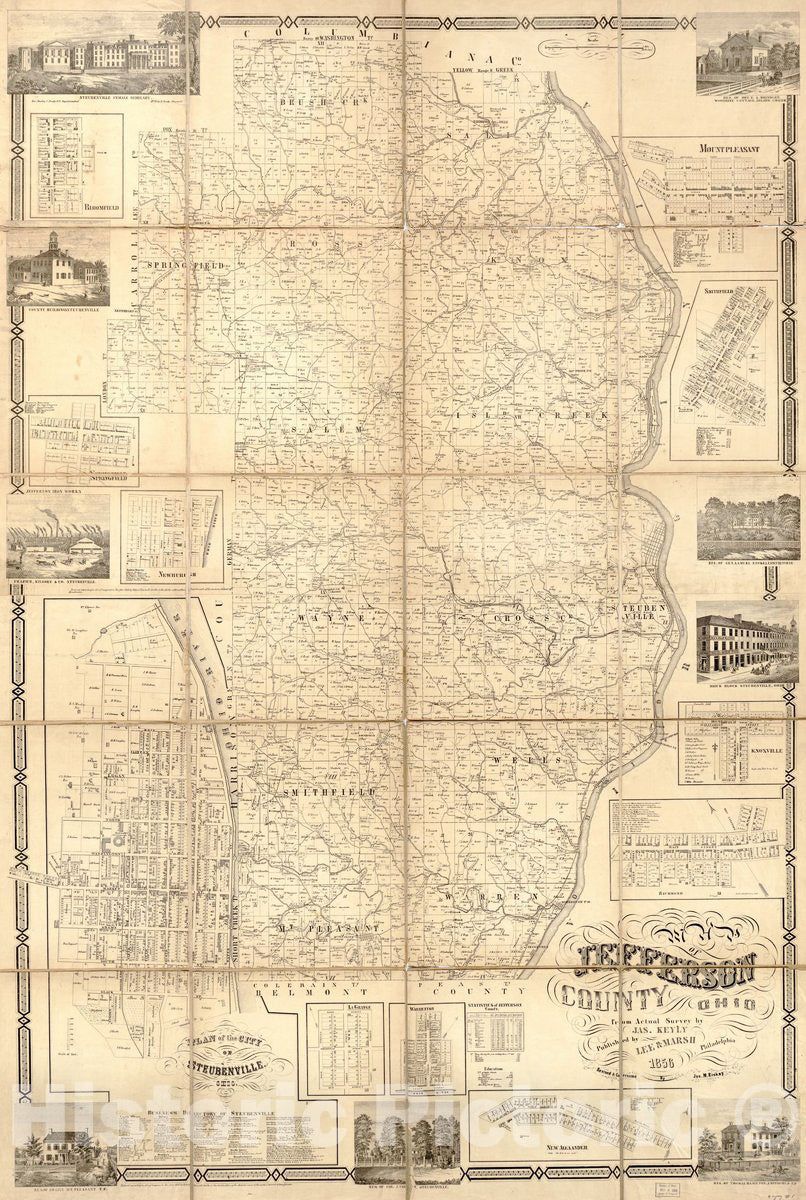 Historic 1856 Map - Map of Jefferson County, Ohio : from Actual survey ...