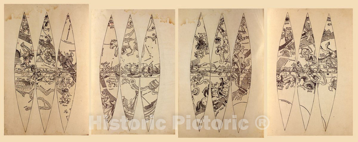 Historic 1517 Map - Celestial Globe Gores – Historic Pictoric