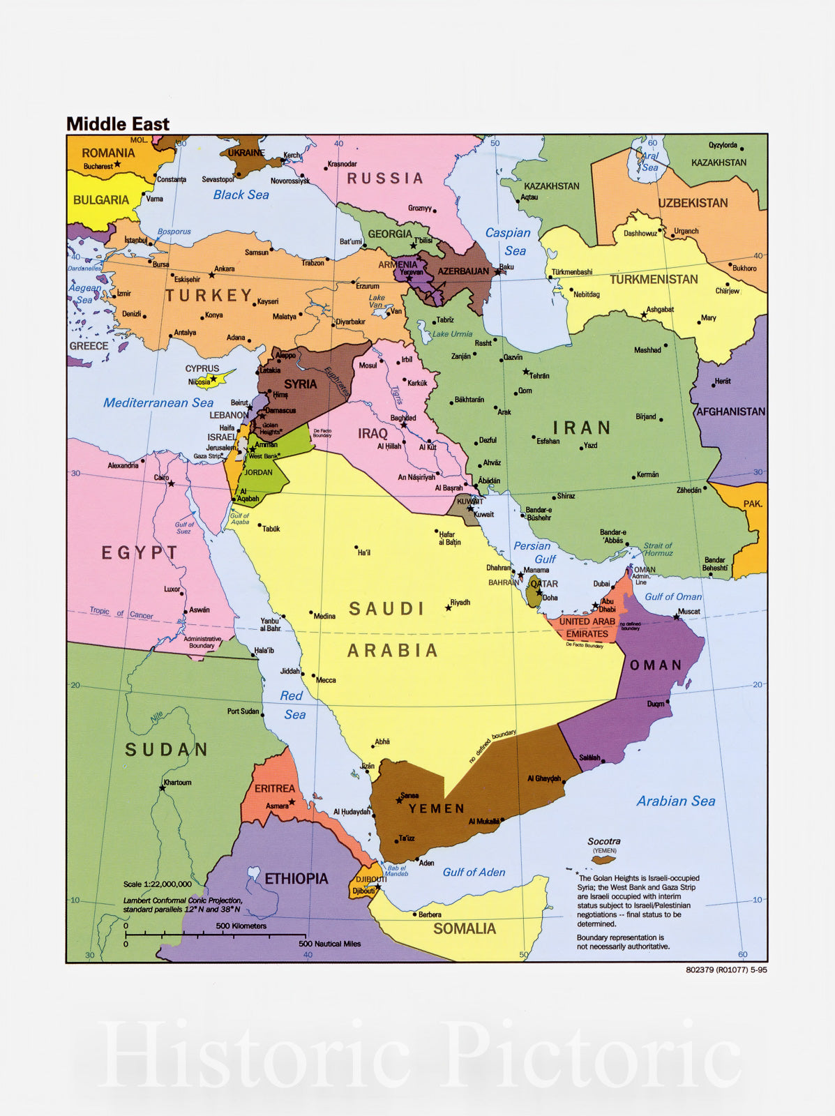 Historic 1996 Map - Middle East. – Historic Pictoric