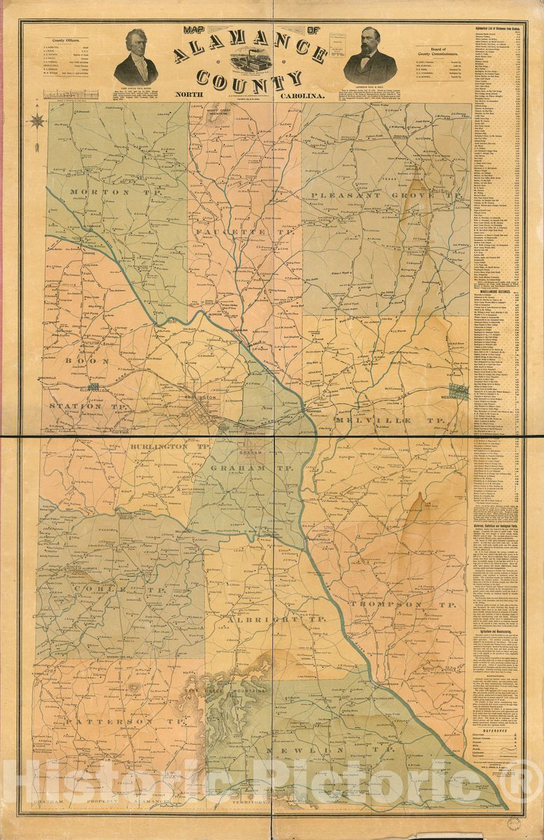 Historic 1893 Map - Map of Alamance County, North Carolina – Historic ...