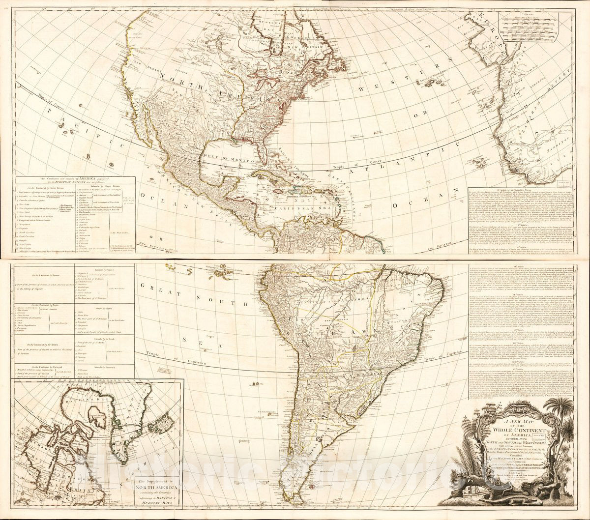 Historic 1777 Map - A New map of The Whole Continent of America : Divi ...