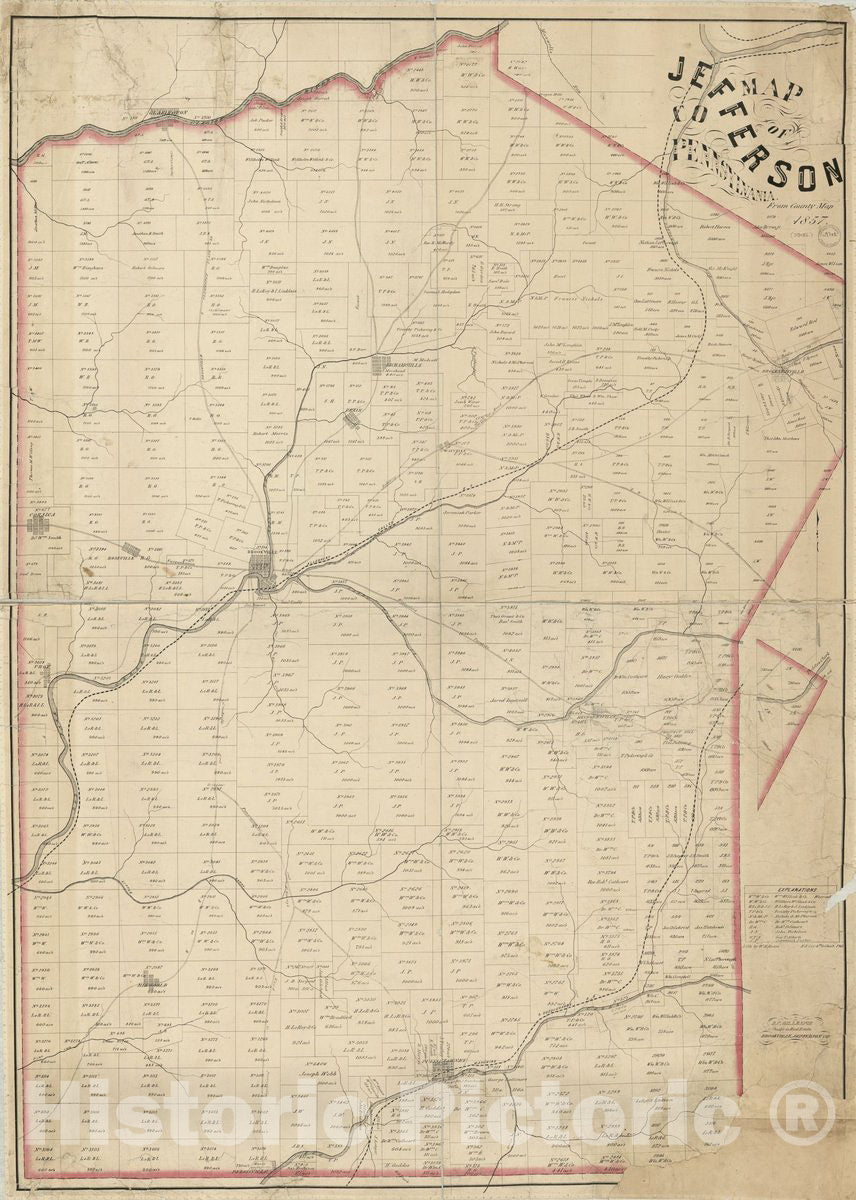 Historic 1857 Map - Map of Jefferson Co, Pennsylvania : from County ma ...