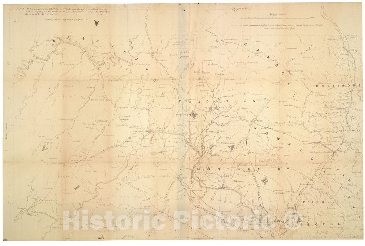 Historic 1861 Map - Part of;Map of portions of The mility. dep'ts of W ...