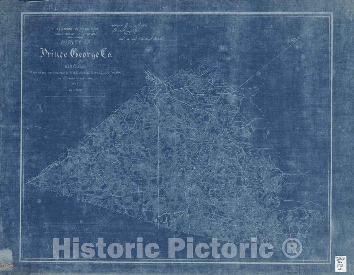 Historic 1863 Map - Survey of Prince George Co, Virginia 1 – Historic ...