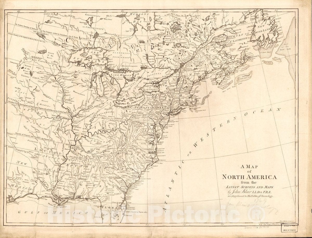 Historic 1768 Map - A map of North America : from The Latest surveys a ...