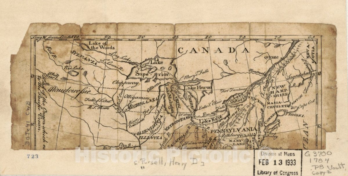 Historic 1784 Map - A Map of The United States of N. America ...