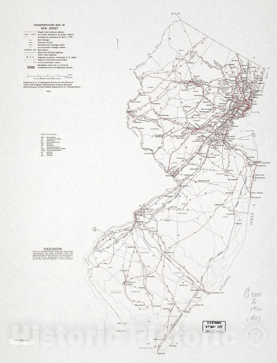 Historic 1976 Map - Transportation map of New Jersey. 2 – Historic Pictoric