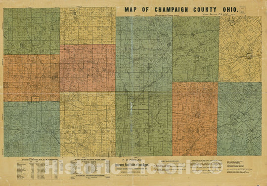 Historic 1894 Map - Map of Champaign County, Ohio – Historic Pictoric