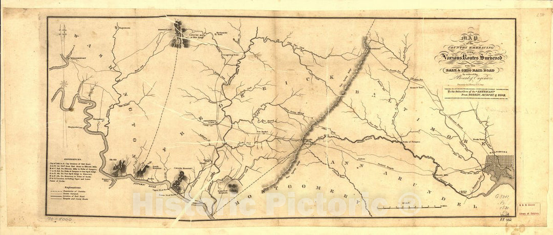 Historic 1831 Map - Map of The Country embracing The Various Routes su ...