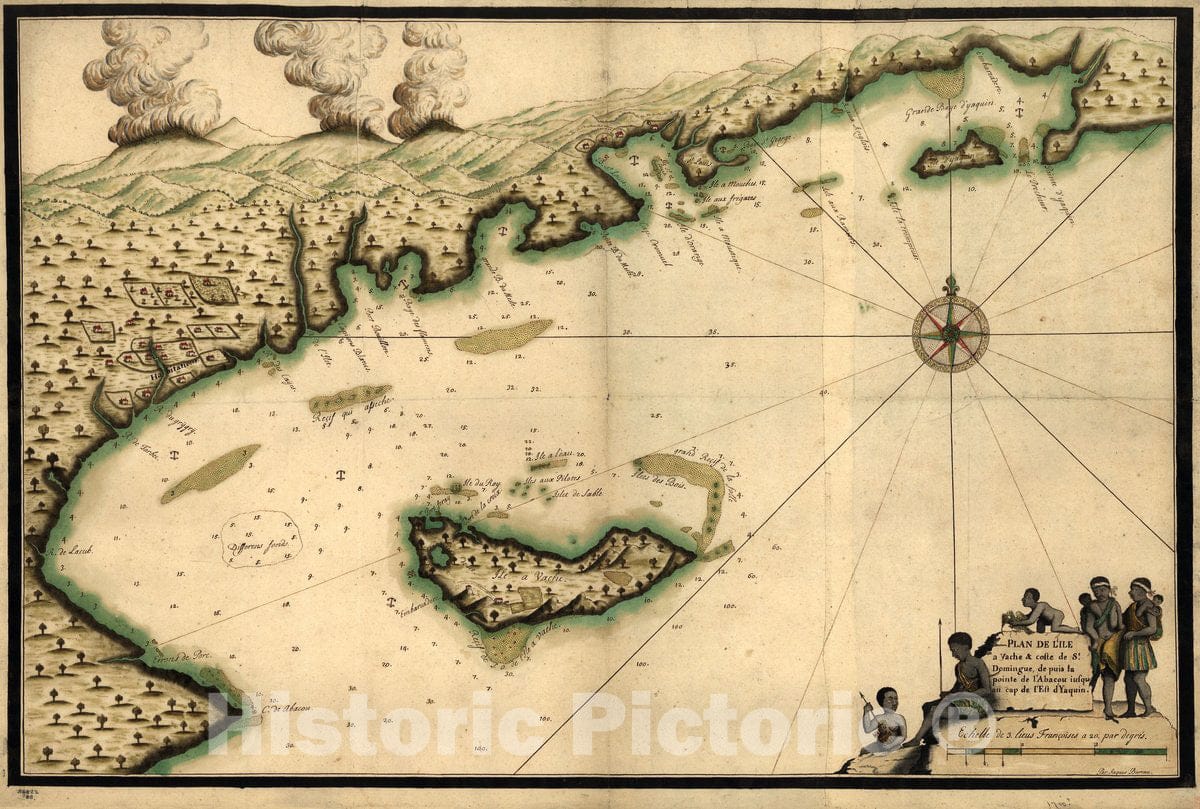 Historic 1700 Map - Plan de l'Ile a Vache & Coste de St. Domingue de p ...