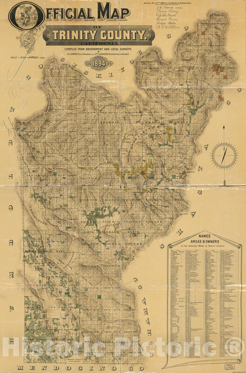 Historic 1894 Map - Official map of Trinity County, California : compi ...