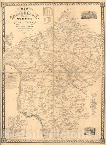 Historic 1851 Map - Map of Hunterdon County, New Jersey : Entirely fro ...