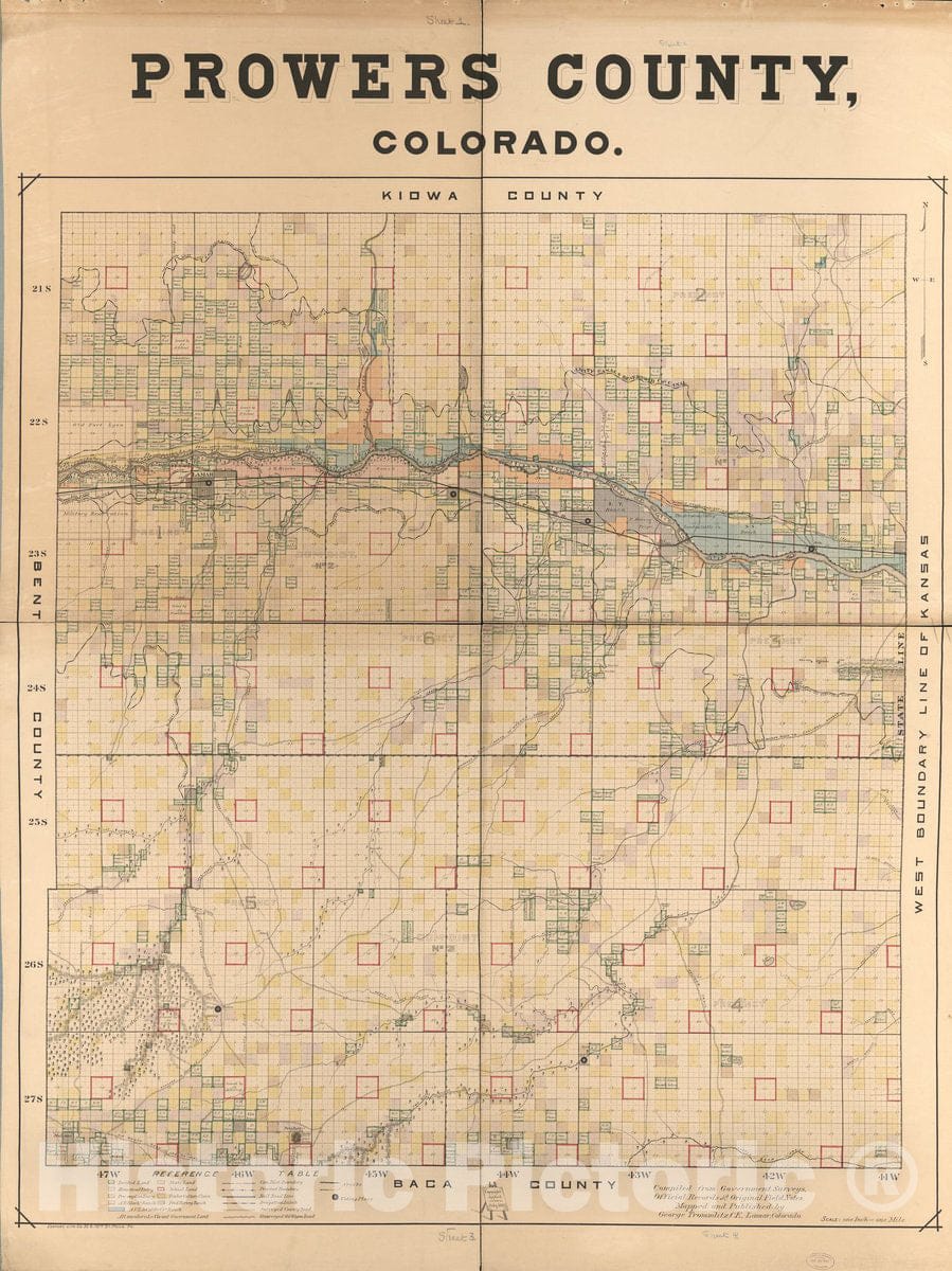 Historic 1889 Map - Prowers County, Colorado - Historic Pictoric