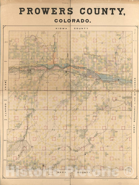 Historic 1889 Map - Prowers County, Colorado - Historic Pictoric