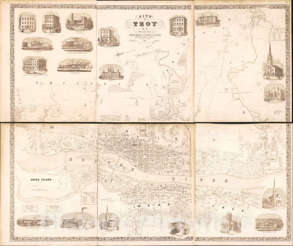 Historic 1858 Map - City of Troy, N.Y. : from Actual surveys – Historic ...