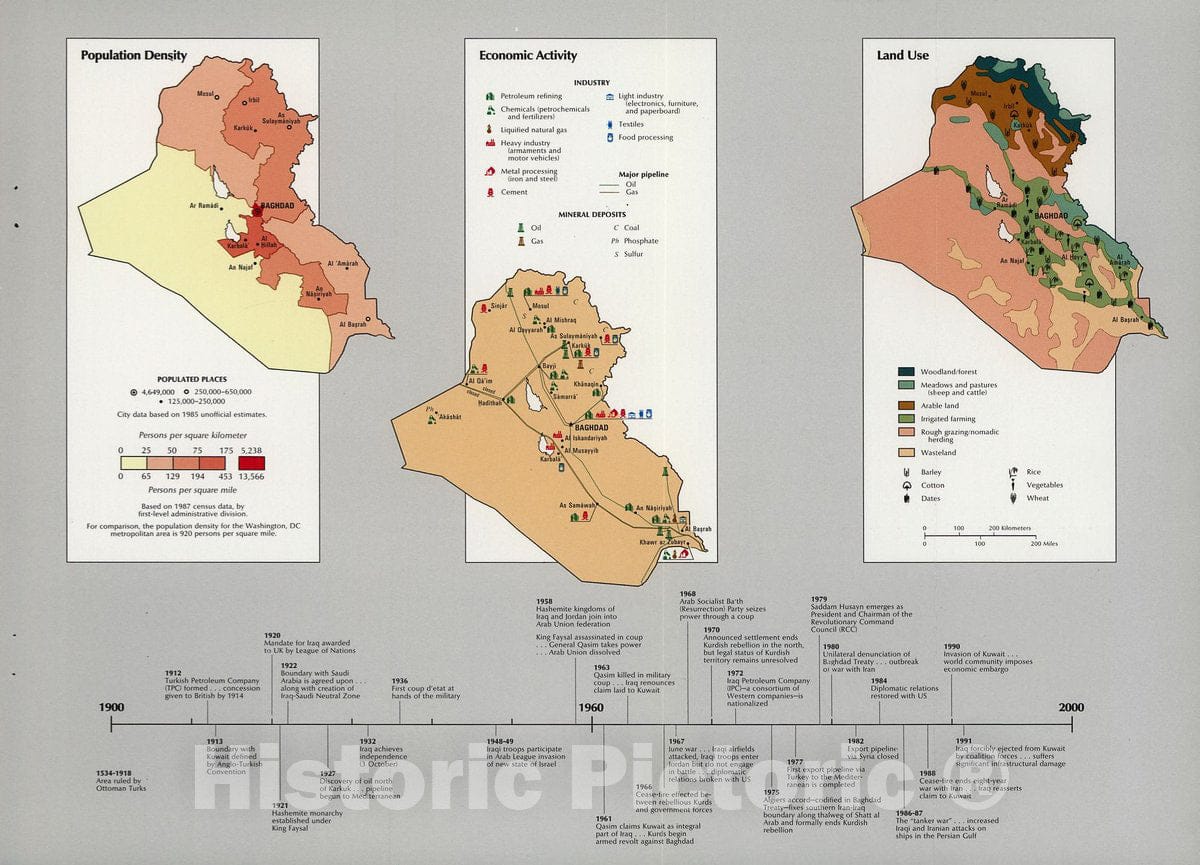 Historic Map - Iraq : a map Folio - Population Density - Economic Acti ...