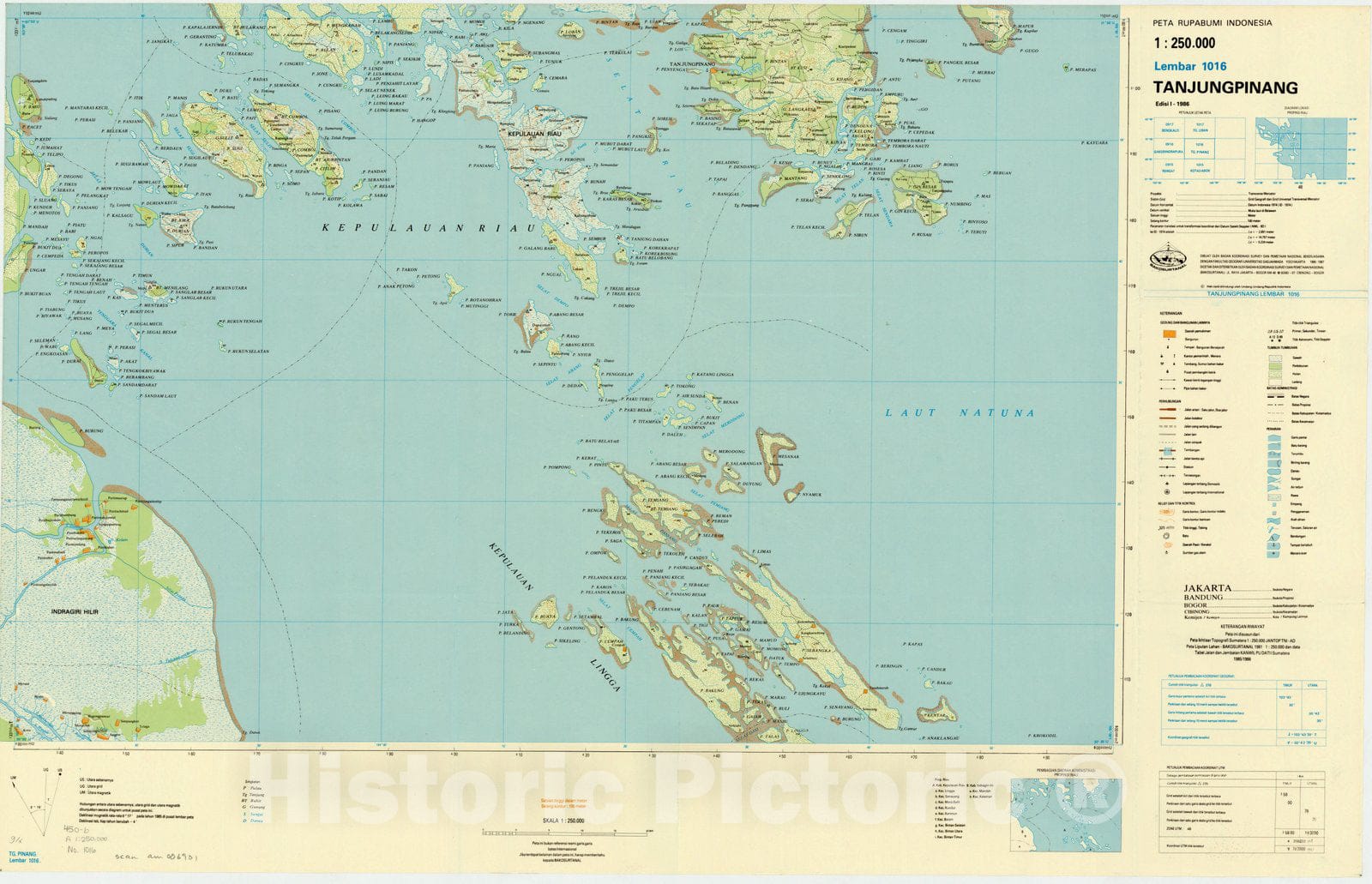 Map : Tanjungpinang, Indonesia 1986, Peta rupabumi Indonesia, 1:250,00 ...