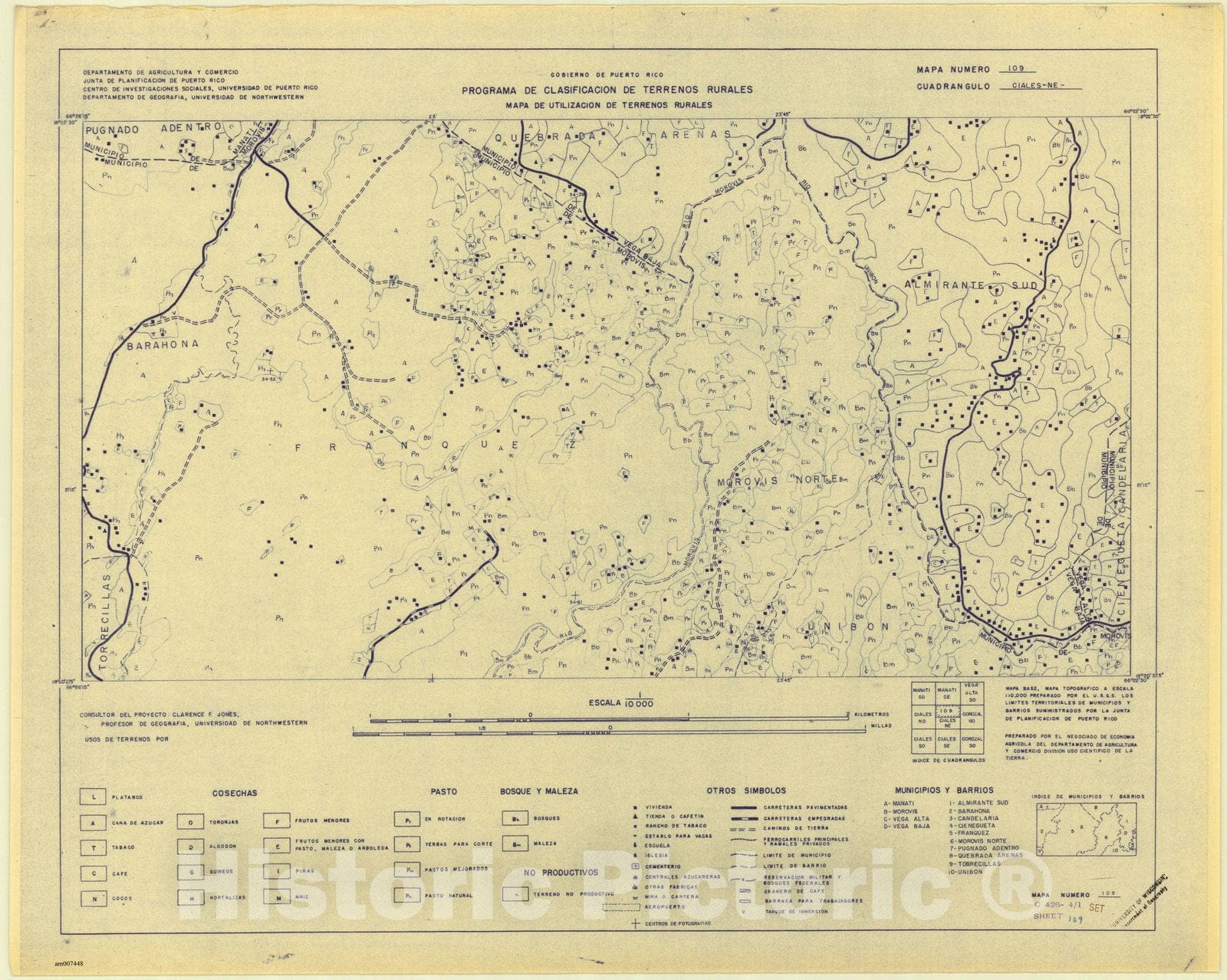 Map : Ciales, Puerto Rico 1950, Cuadrangulo Ciales NE. Mapa de utiliza ...