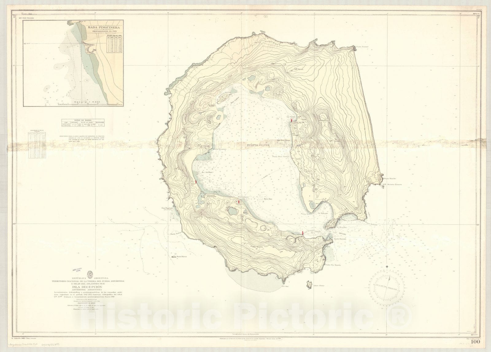 Map : Deception Island, Antarctica 1968, Republica Argentina, Territor ...