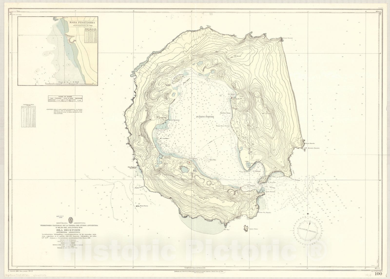 Map : Deception Island, Antarctica 1968, Republica Argentina, Territor ...