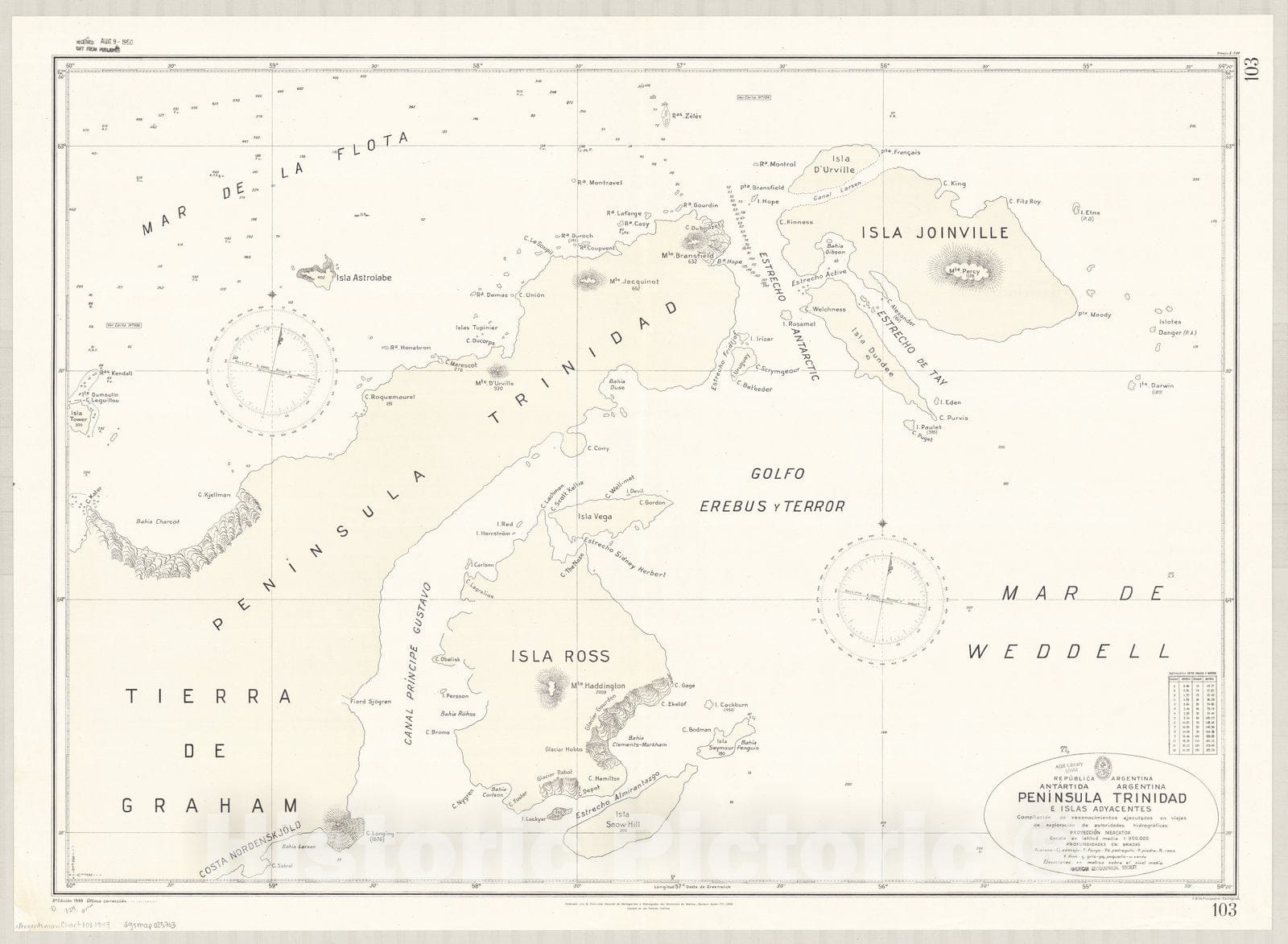 Map : Trinity Peninsula, Antarctica 1949, Republica Argentina, Antarti ...