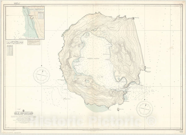 Map : Deception Island, Antarctica 1954, Republica Argentina, Isla Dec ...