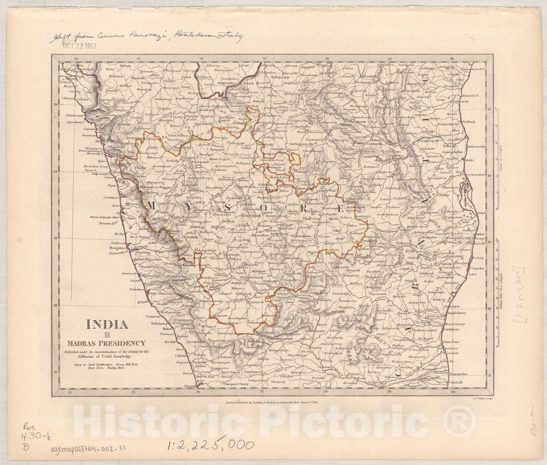 Map : India and Ceylon 1853 7, India and Ceylon , Antique Vintage Repr ...