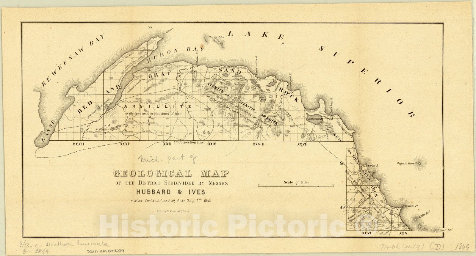 Map : Upper Peninsula Michigan 1849 2, Antique Vintage Reproduction ...