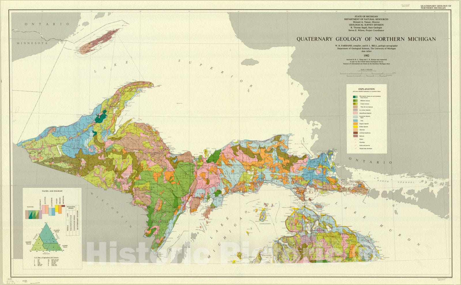 Map : Michigan 1982 1, Quaternary geology of Michigan, Antique Vintage ...