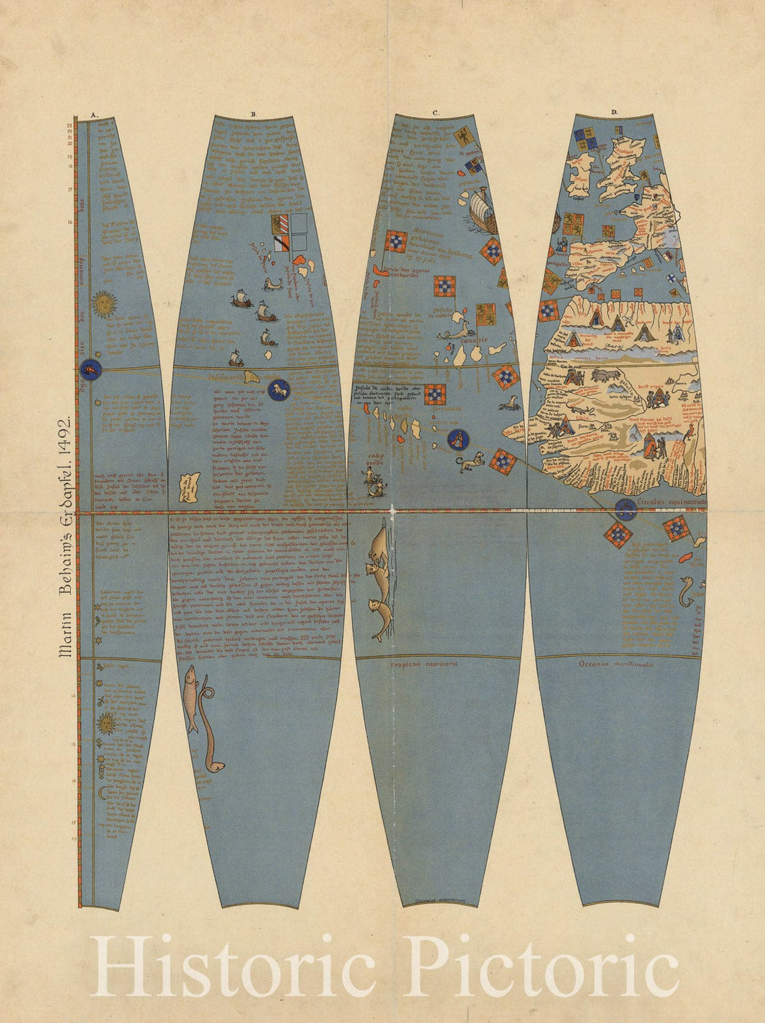 Map : Behaim Globe Gores 1492 4, Martin Behaim's Erdapfel, 1492 [facsi ...