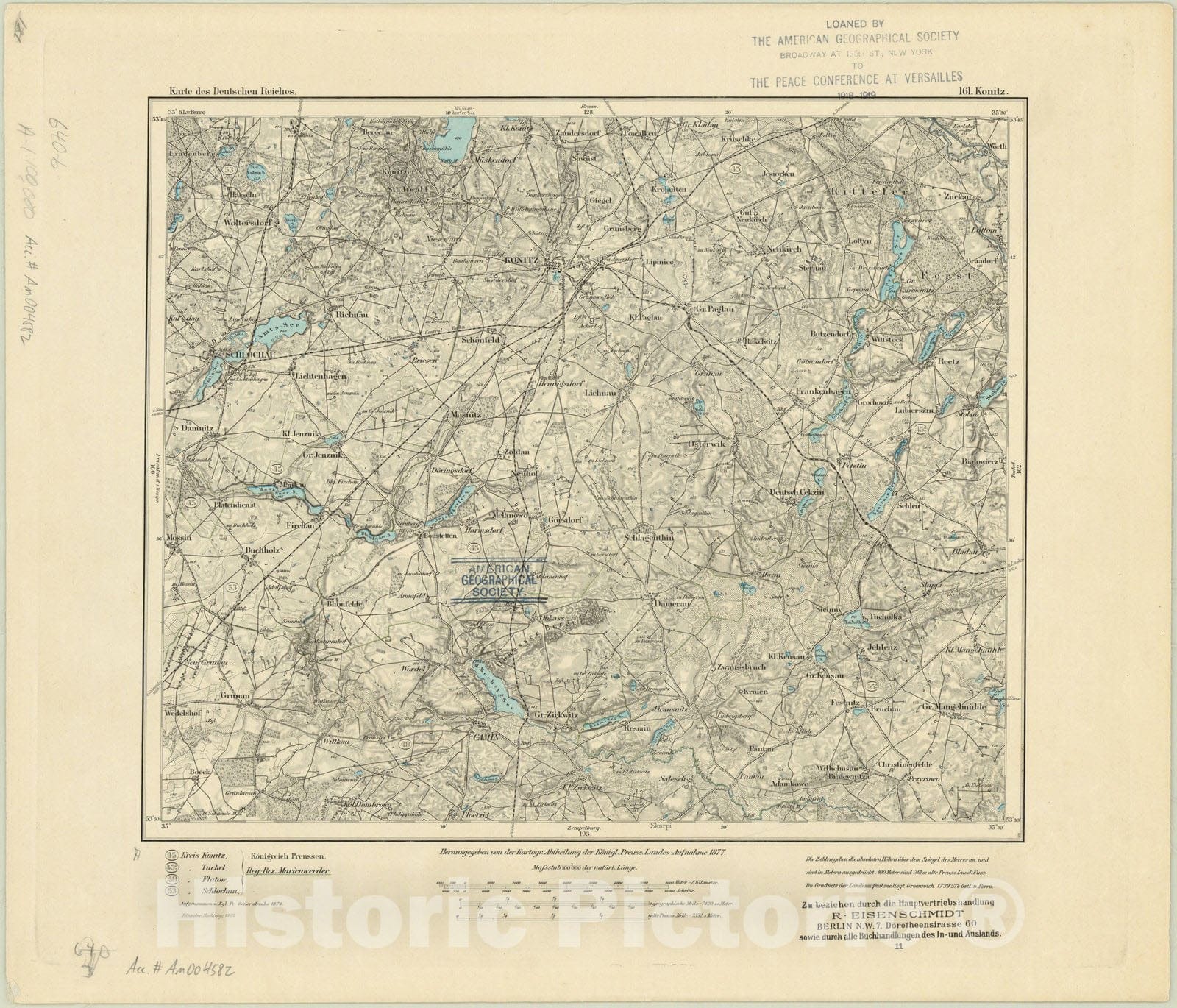 Map : Konitz, Germany 1907, Karte des Deutschen Reiches , Antique Vint ...