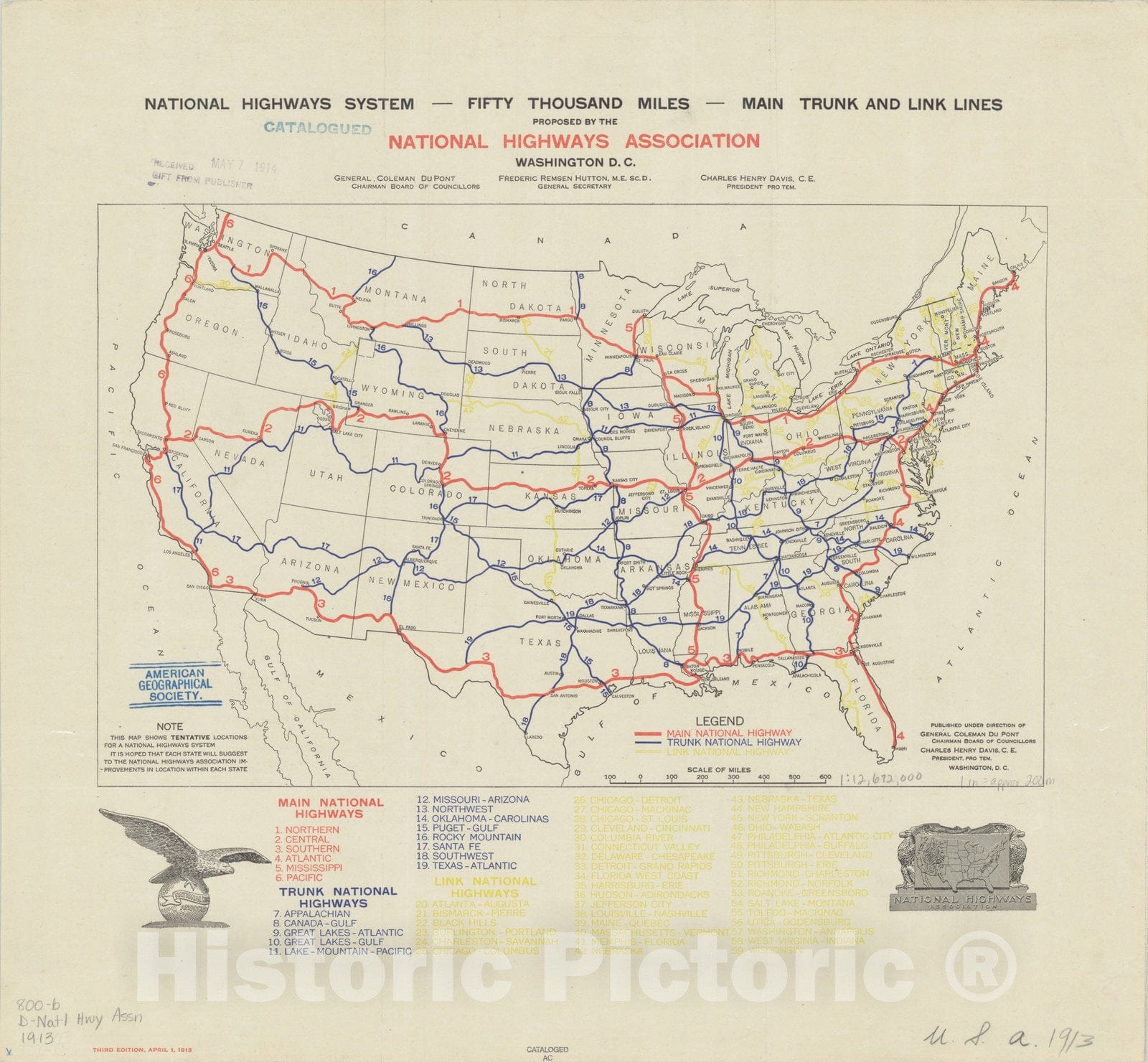 Map : United States 1913, National highways system -- fifty thousands ...