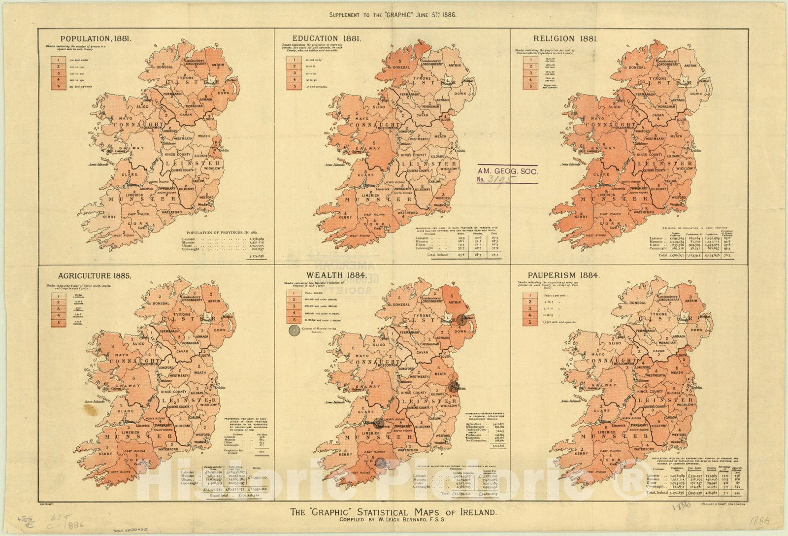 Map : Ireland 1886, The |"Graphic|" statistical maps of Ireland , Anti ...