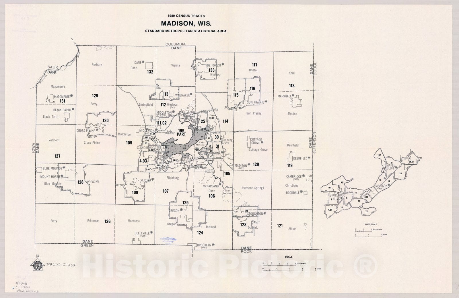Historic Map : Madison, Wisconsin 1980, 1980 census of population and ...