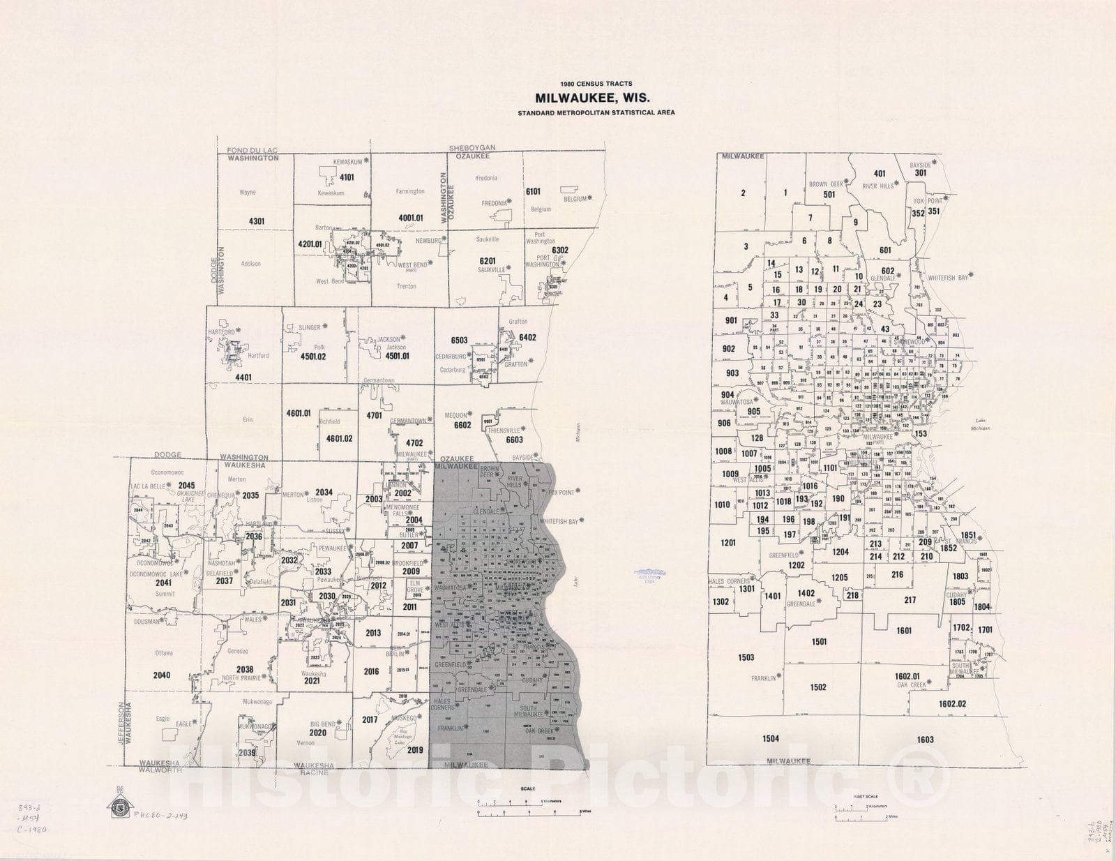 Map : Milwaukee, Wisconsin 1980, 1980 census tracts, standard metropol ...