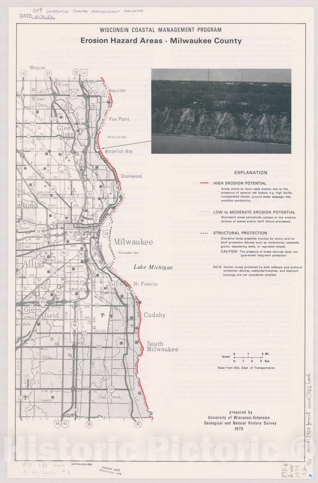 Map : Milwaukee County, Wisconsin 1979 2, Erosion hazard areas , Antiq ...