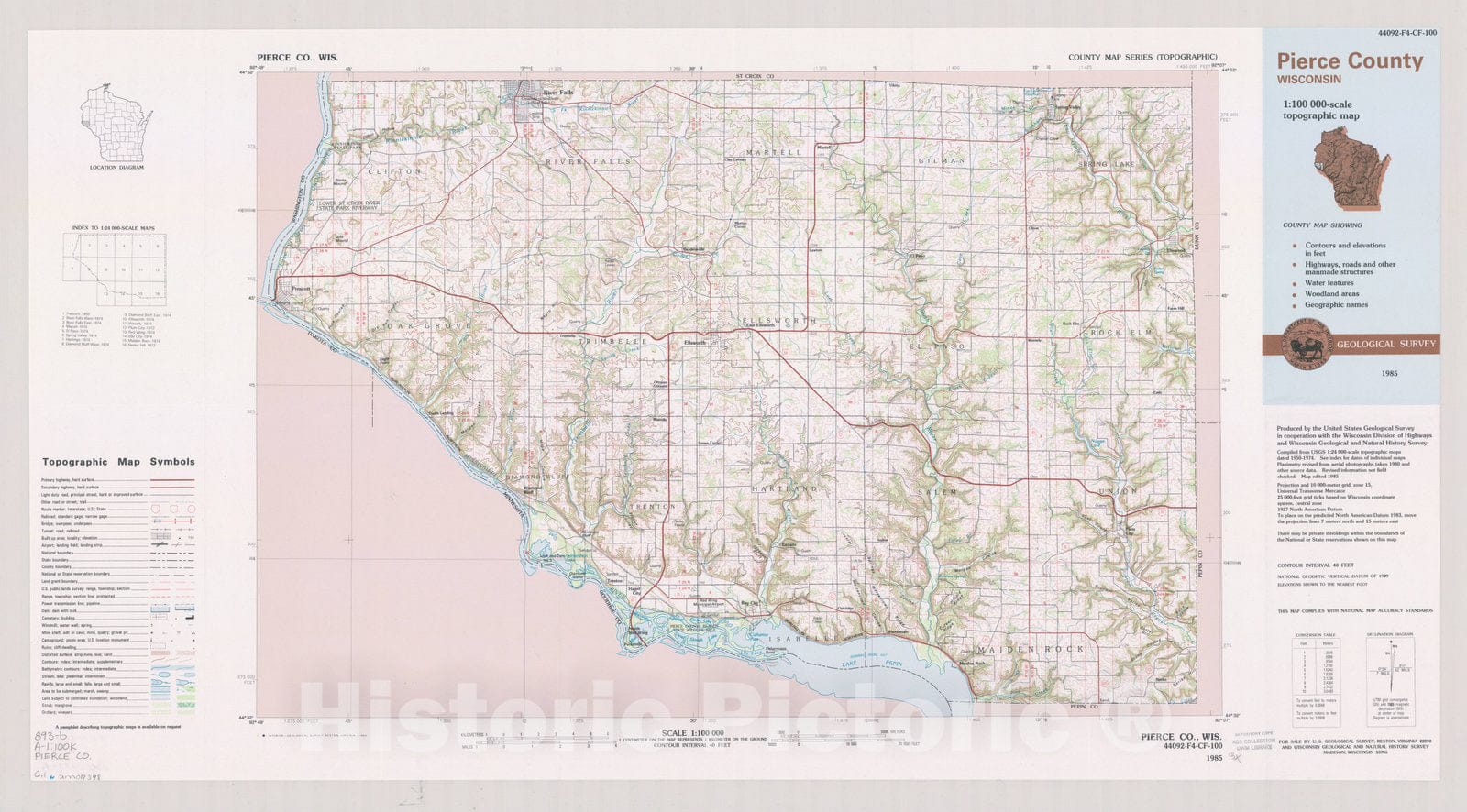 Map : Pierce County, Wisconsin 1985, County map series (topographic ...