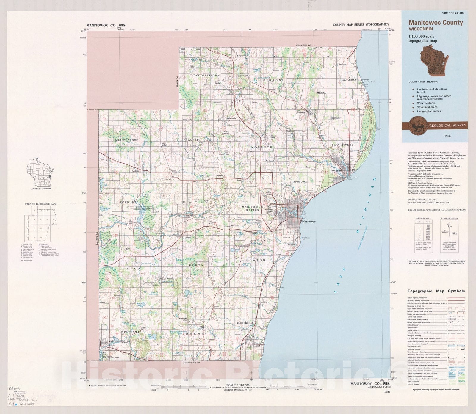Map : Manitowoc County, Wisconsin 1986, County map series (topographic ...