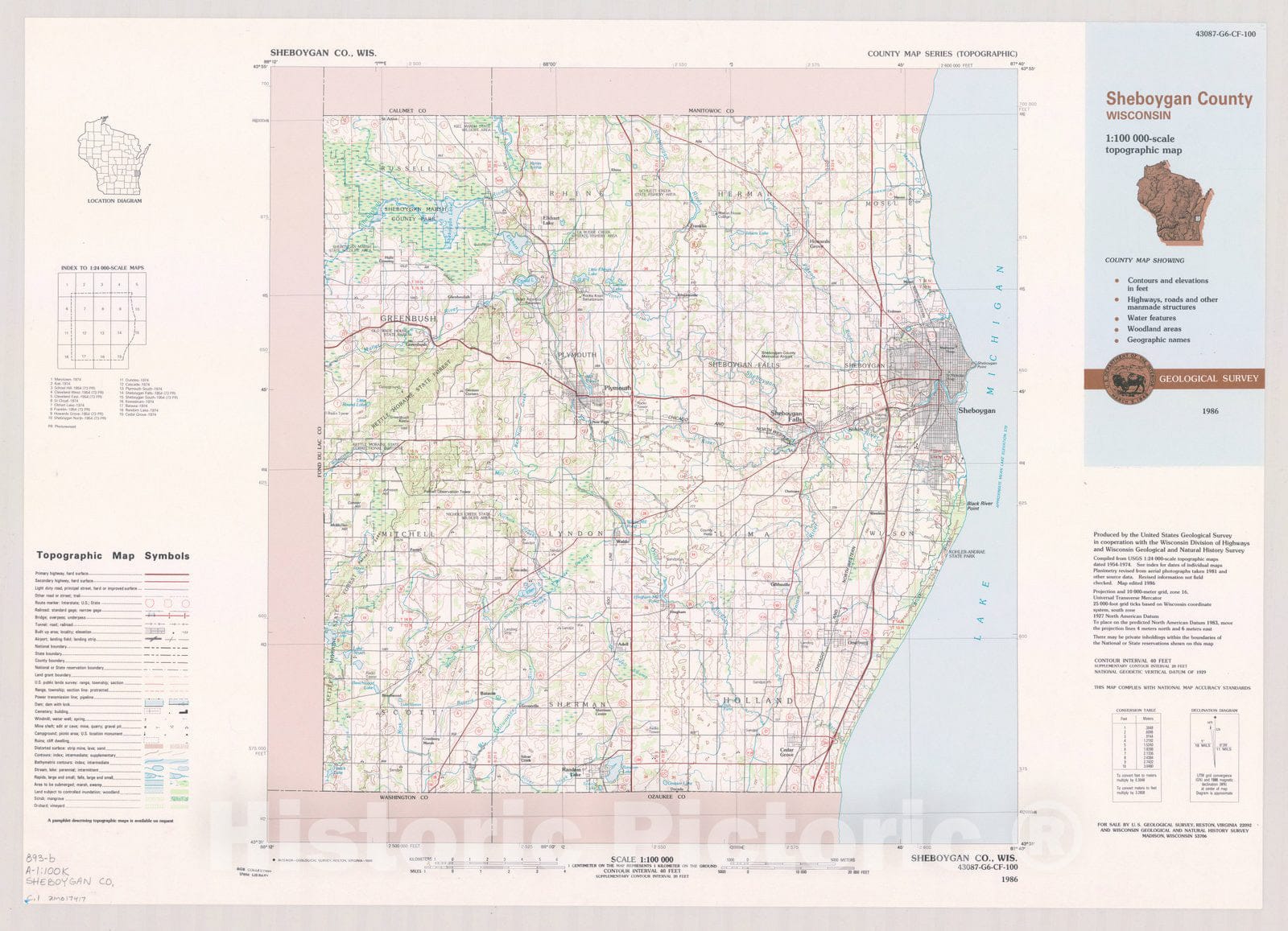 Map : Sheboygan County, Wisconsin 1986, County map series (topographic ...